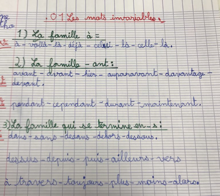 Les mots invariables – Retz Cléo – Le coin des maîtresses